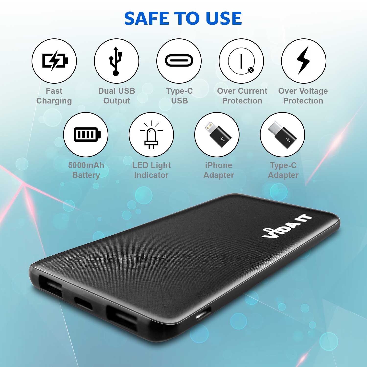 Slim Power Bank 5000mAh 5V 2.1A Portable Charger Battery Pack For USB ...