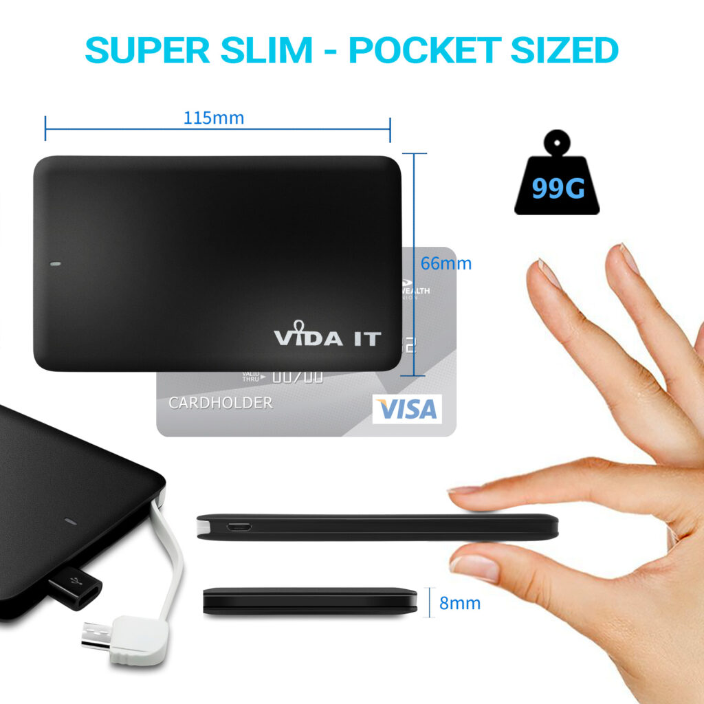 Vida IT vCard+ Super Slim 4000mAh Power Bank Portable Charger - Vida ...